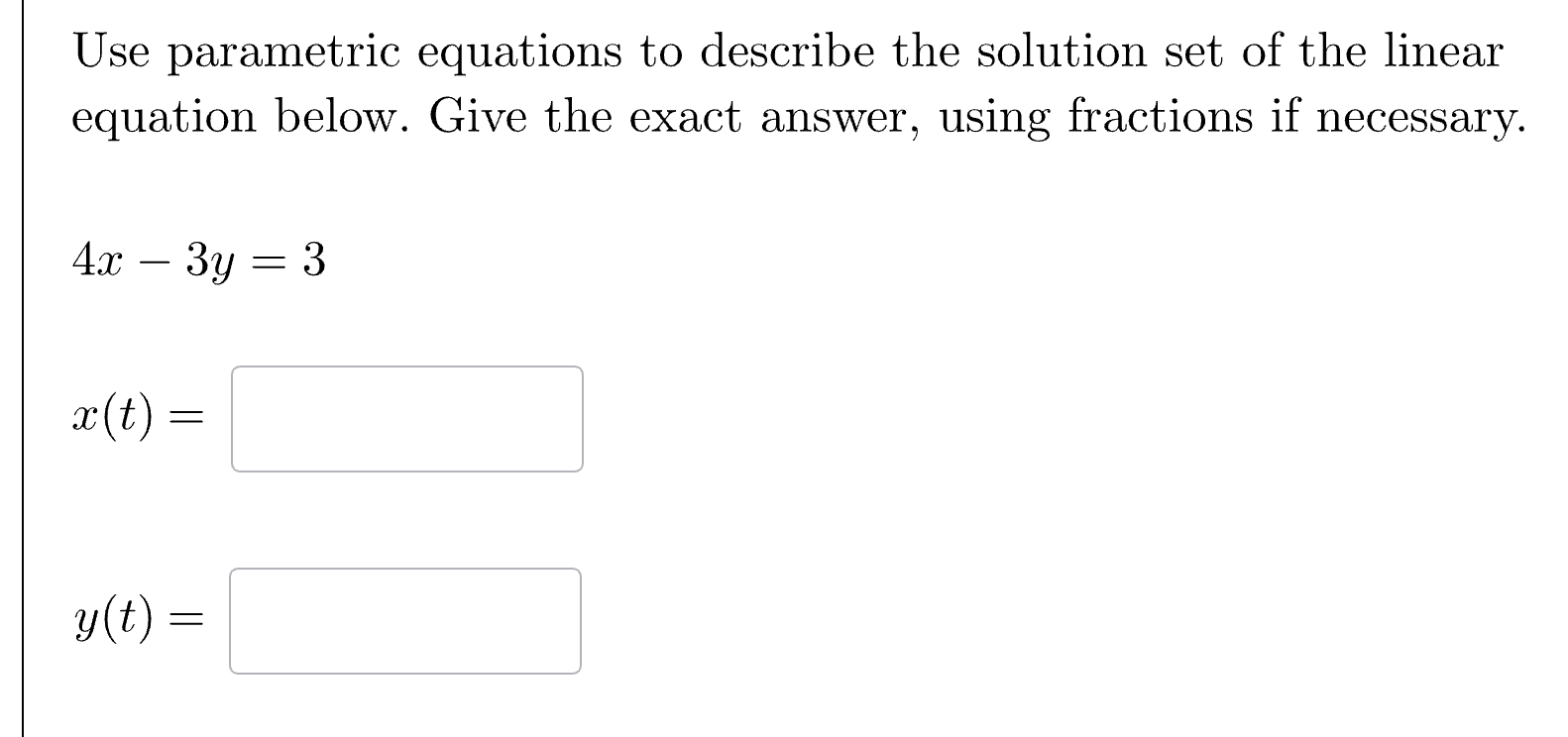 Solved Use parametric equations to describe the solution set | Chegg.com