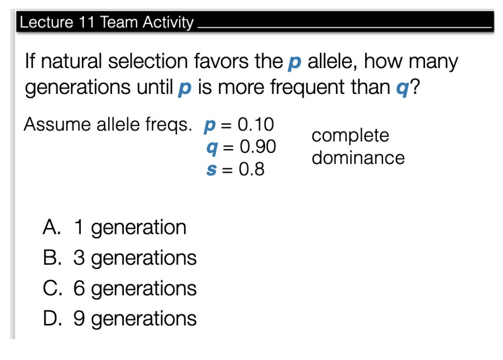 Solved Lecture 11 ﻿Team ActivityIf ﻿natural selection favors | Chegg.com