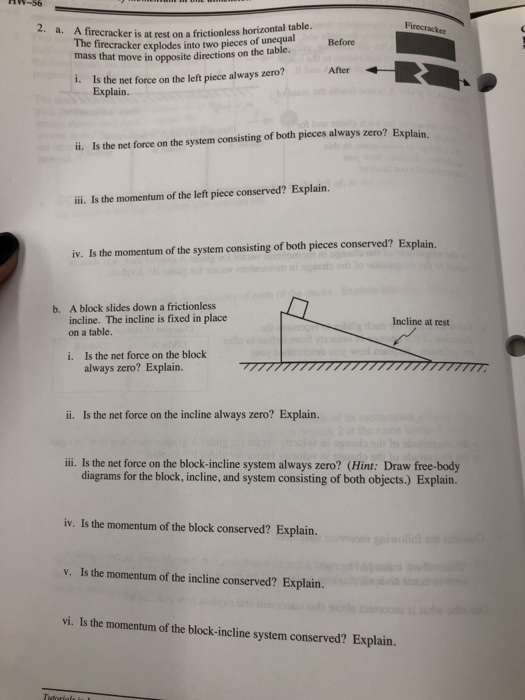 Solved A firecracker is at rest on a frictionless horizontal | Chegg.com