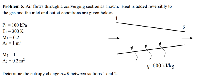 Solved Problem 5. Air flows through a converging section as | Chegg.com