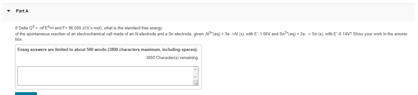 Solved If Delta G0=−nFE0 cell and F=96,500 J/(V×mol), what | Chegg.com