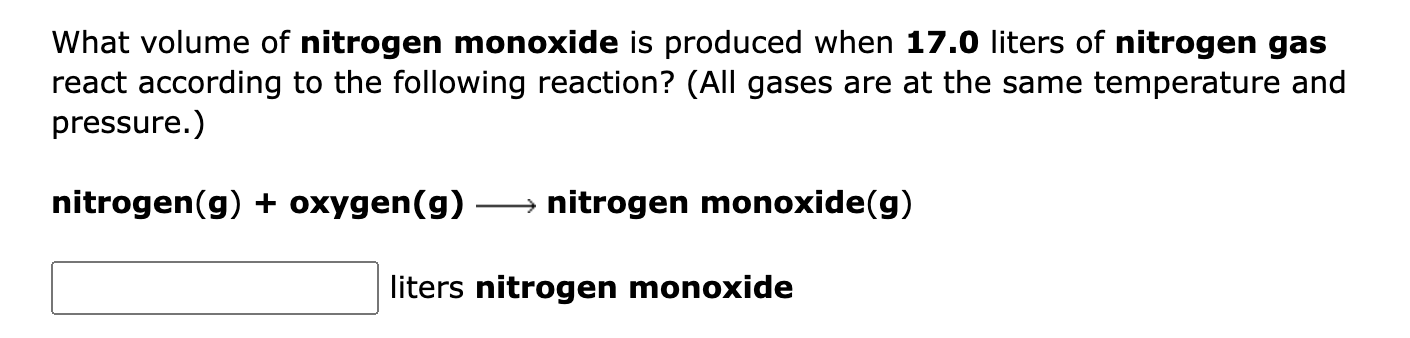 Solved What volume of nitrogen monoxide is produced when | Chegg.com