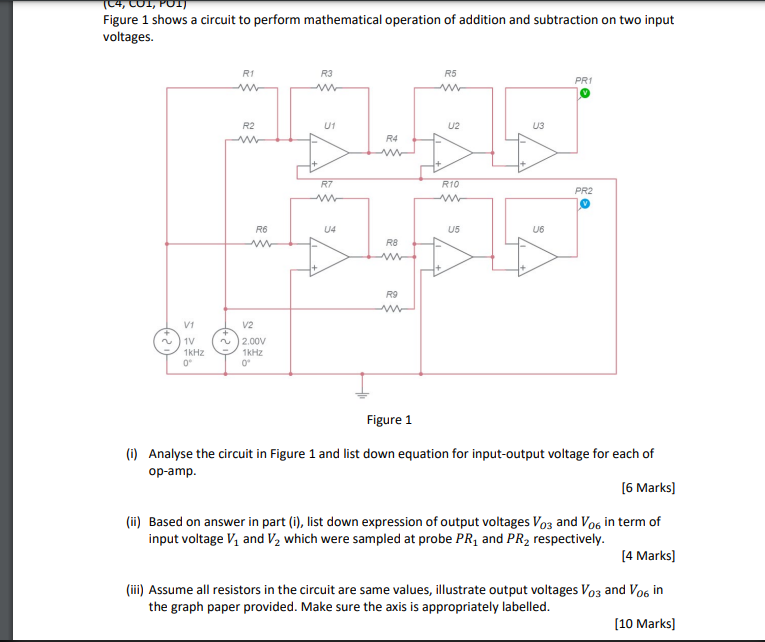 Solved Figure 1 shows a circuit to perform mathematical | Chegg.com