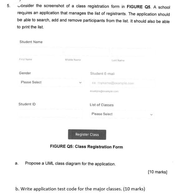 Solved Uonsider the screenshot of a class registration form | Chegg.com