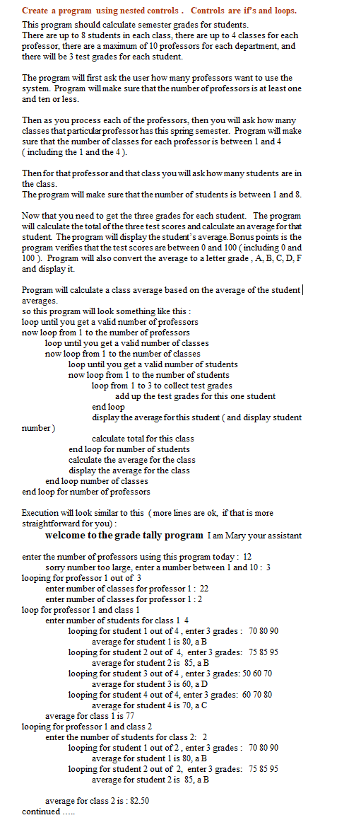 Solved Create a program using nested controls. Controls are | Chegg.com