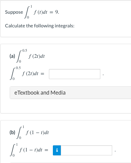 Solved Suppose ∫01f(t)dt=9 Calculate the following | Chegg.com