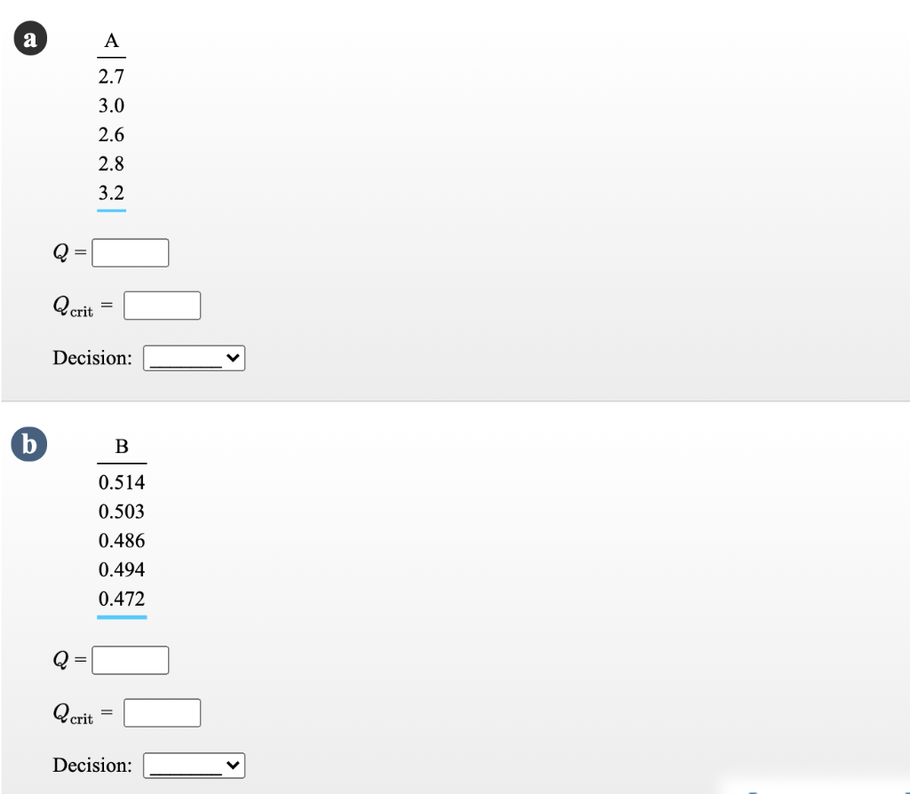 Solved The last result in each set of data may be an | Chegg.com