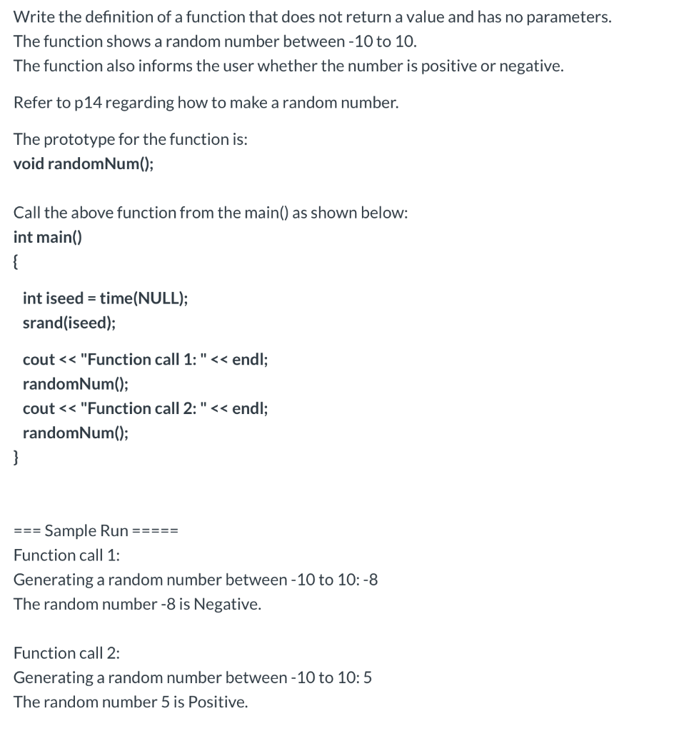 Solved Write the definition of a function that does not | Chegg.com
