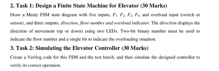 2. Task 1: Design a Finite State Machine for Elevator | Chegg.com