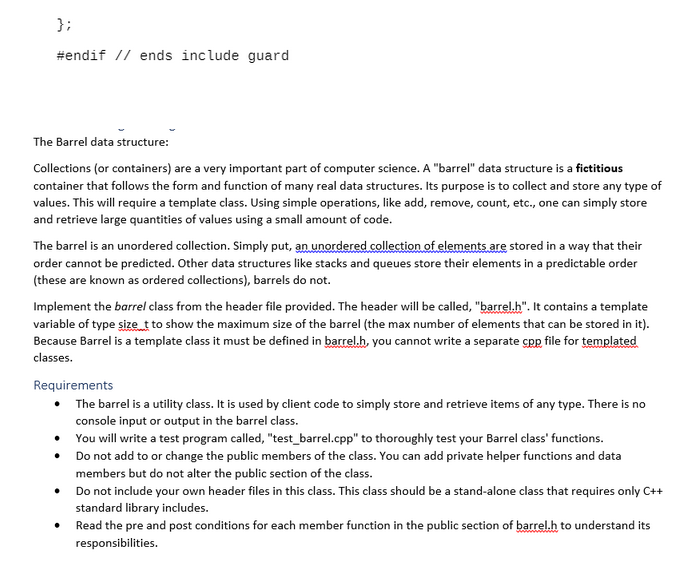 Solved C++ tile barrel.h file format Need ctt code // | Chegg.com