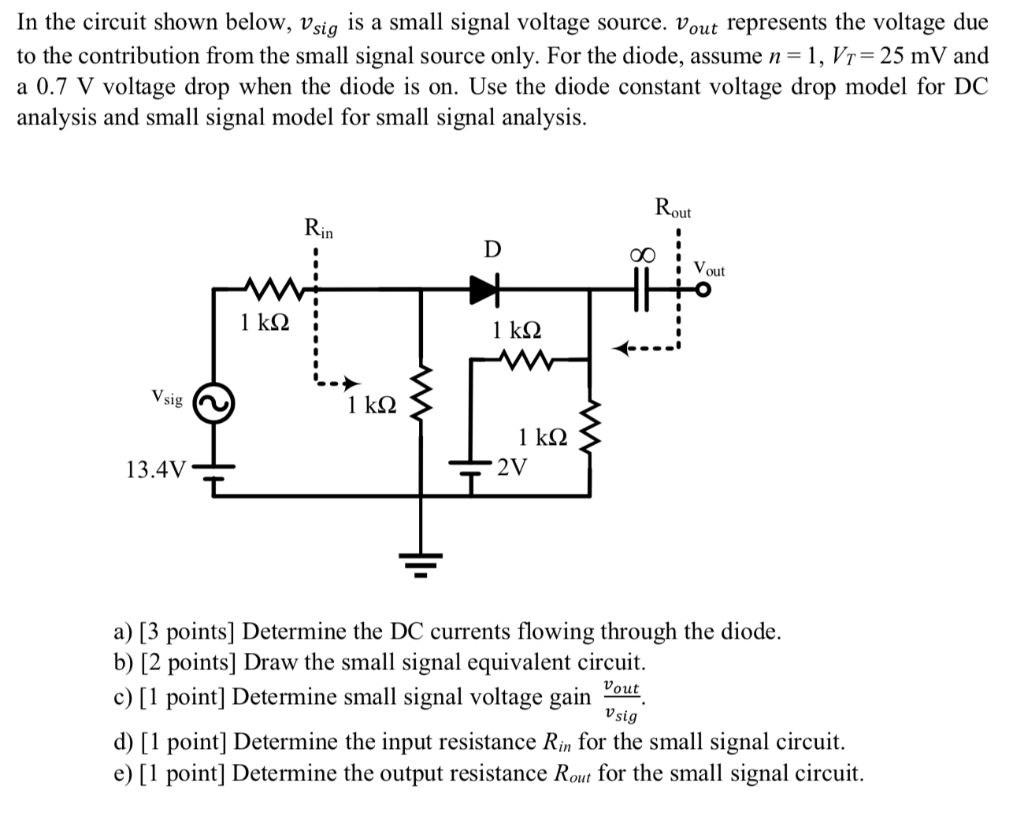 Solved In the circuit shown below, Vsig is a small signal | Chegg.com