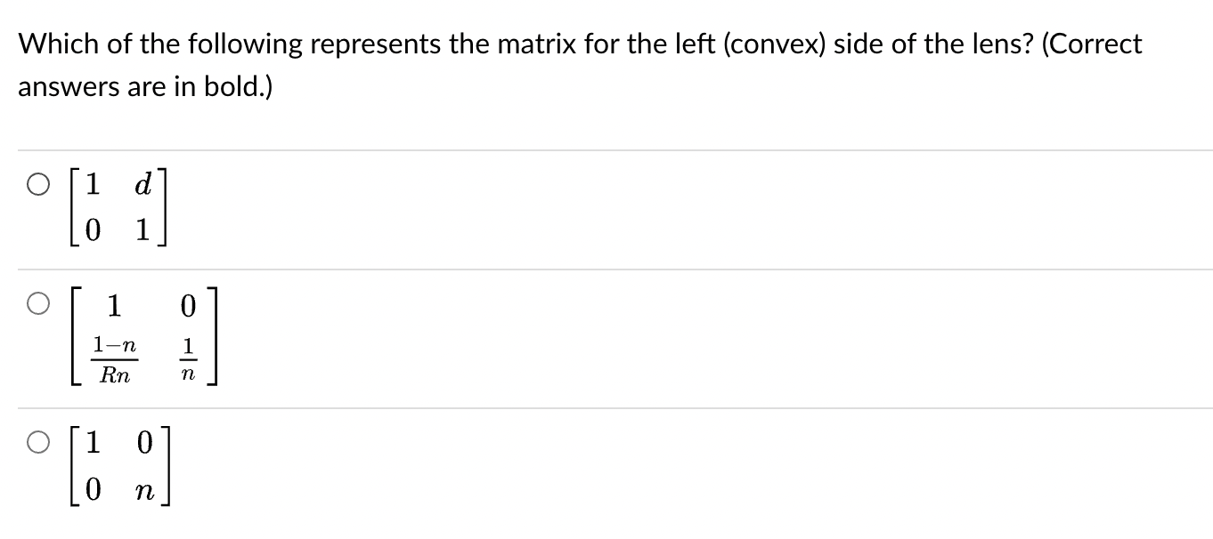 Solved Find the ray-transfer matrix for a plano convex lens. | Chegg.com