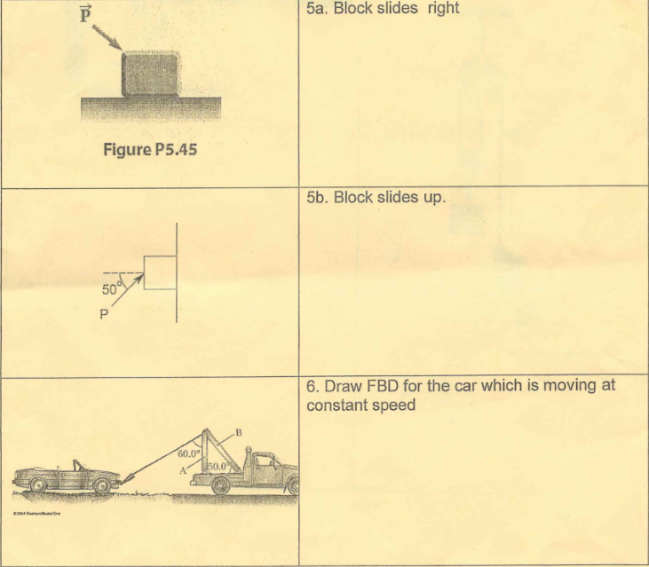 Solved 5a. Block slides right Figure P5.45 5b. Block slides | Chegg.com
