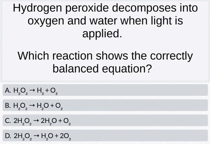 Solved Hydrogen peroxide decomposes into oxygen and water | Chegg.com