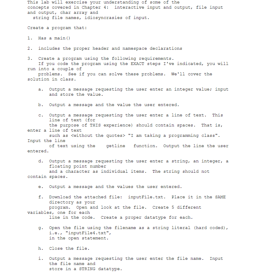 Solved This lab will exercise your understanding of some of | Chegg.com