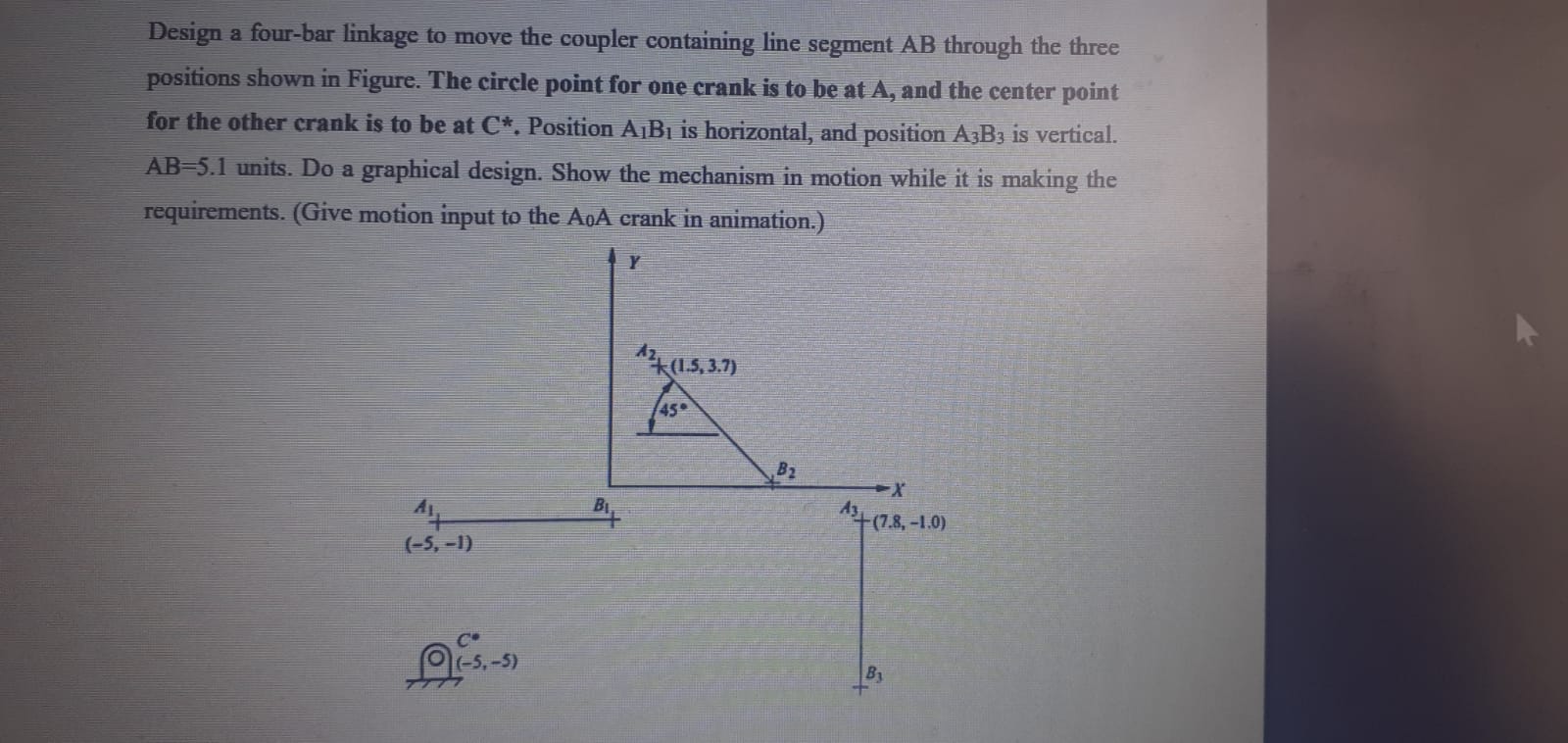 Solved Design a four-bar linkage to move the coupler | Chegg.com