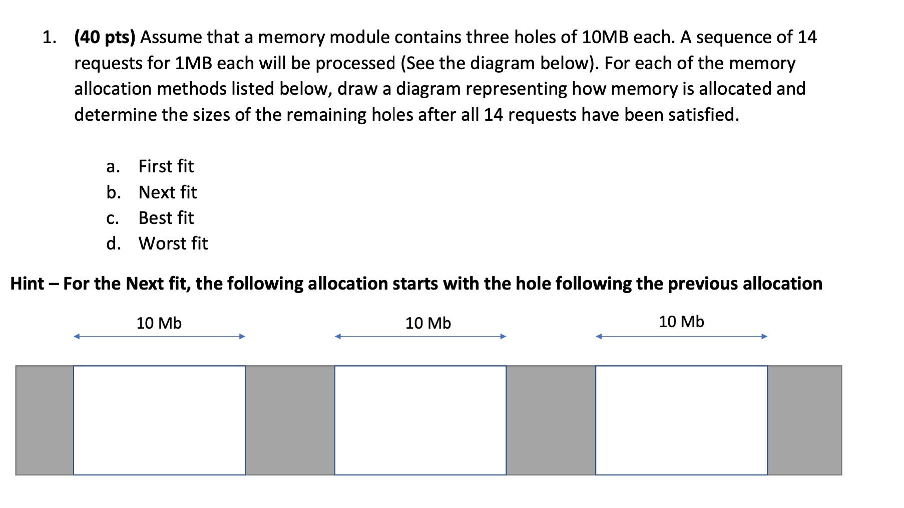 Solved 1. (40 pts) Assume that a memory module contains | Chegg.com