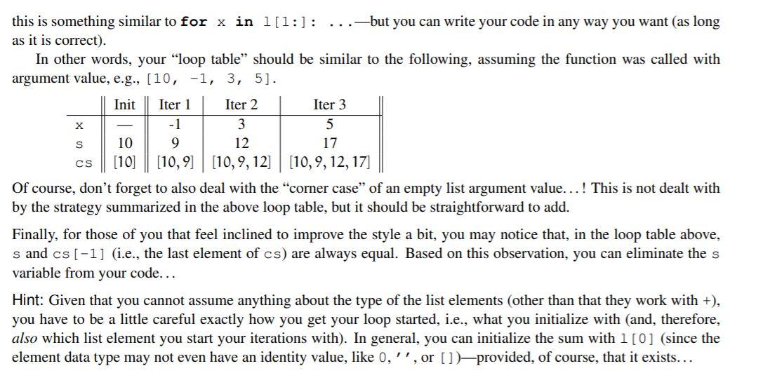 Solved Problem 1b - cumsum in sums.py: Cumulative sum [10 | Chegg.com
