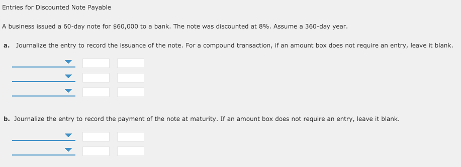 Solved Entries for Discounted Note Payable A business issued | Chegg.com
