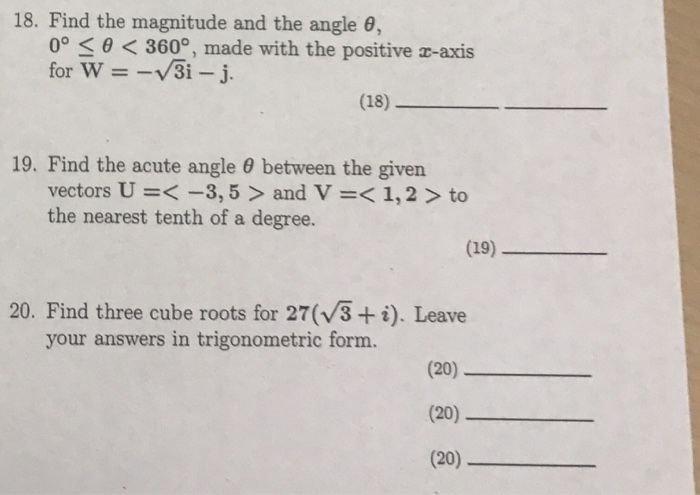Solved Find the magnitude and the angle theta, 0 degree | Chegg.com