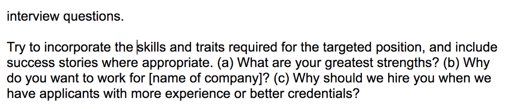 Solved interview questions Try to incorporate the skills and | Chegg.com