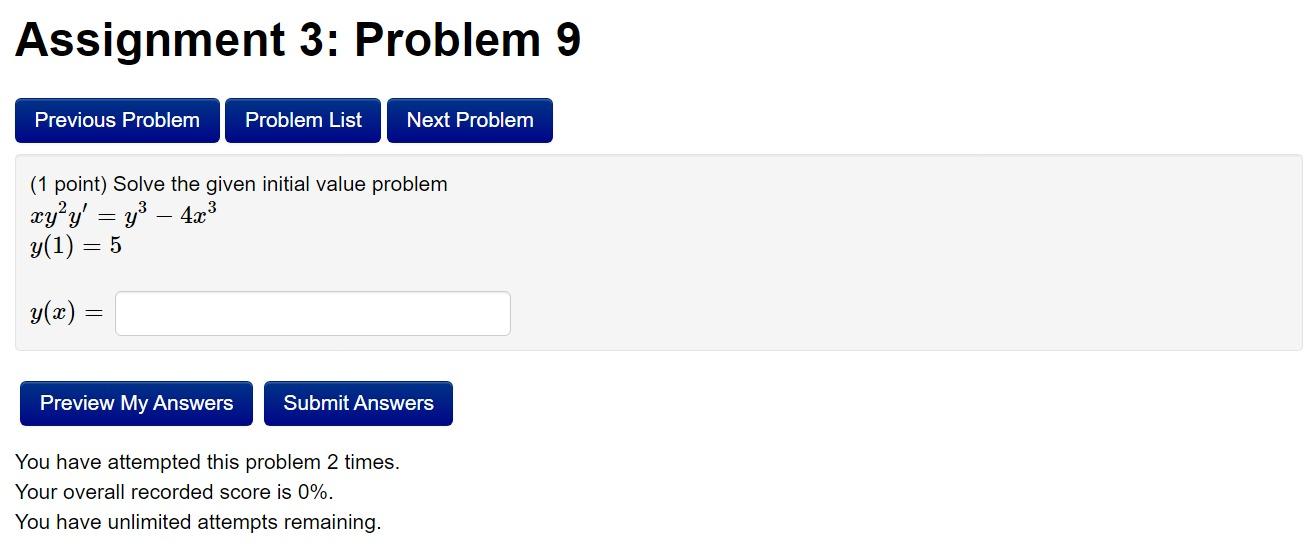 Solved Assignment 3: Problem 9 Previous Problem Problem List | Chegg.com