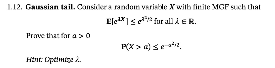 Solved 1.12. ﻿Gaussian tail. Consider a random variable x | Chegg.com