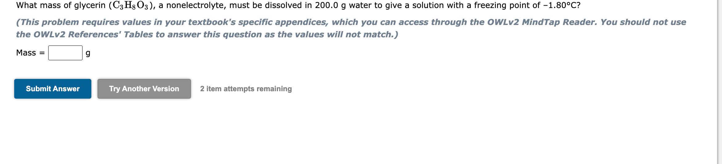 Solved What mass of glycerin (C3H8O3), a nonelectrolyte, | Chegg.com