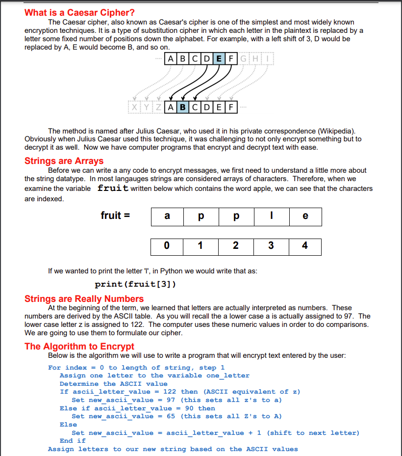 Solved What is a Caesar Cipher? The Caesar cipher, also | Chegg.com