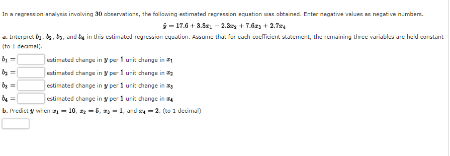 Solved Consider the following estimated regression equation, | Chegg.com