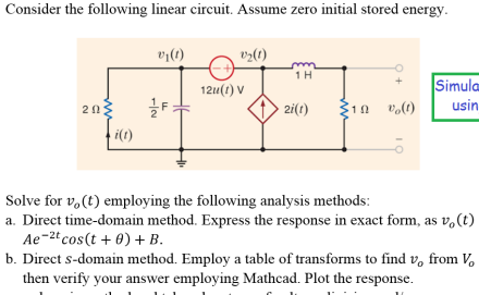 [Solved]: Consider the following linear circuit. Assume ze