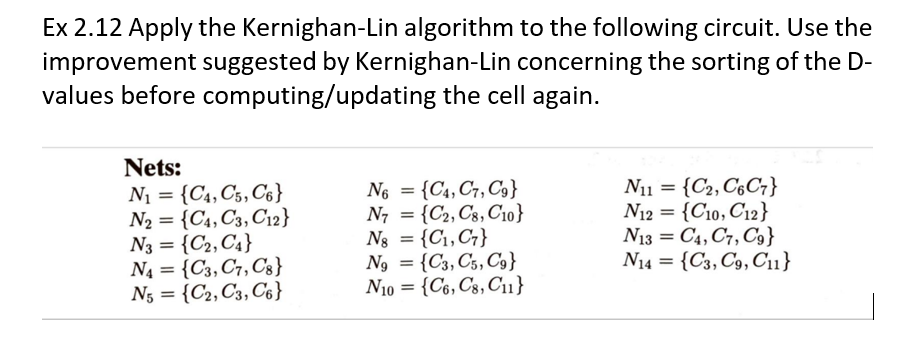 Solved Ex 212 Apply The Kernighan Lin Algorithm To The 