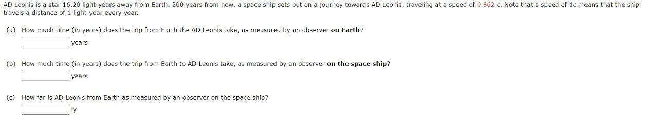 AD Leonis is a star 16.20 light-years away from | Chegg.com