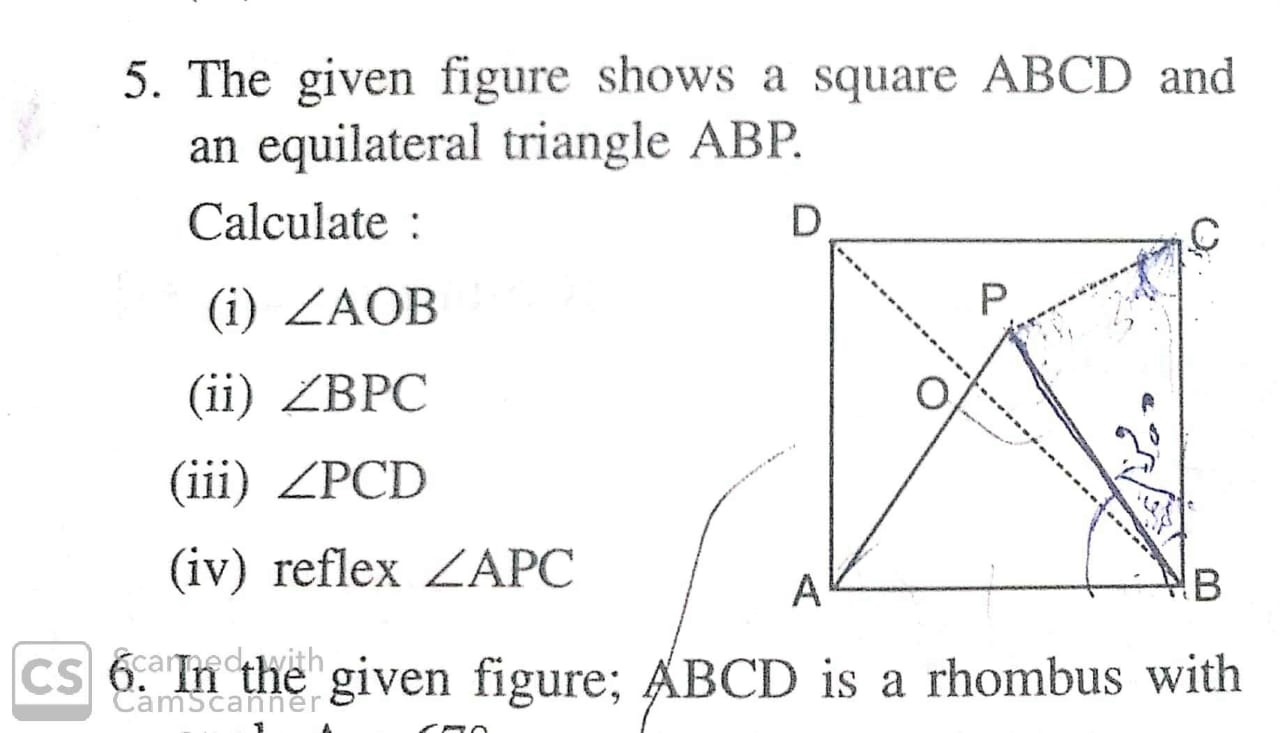 Solved 5. The given figure shows a square ABCD and an | Chegg.com