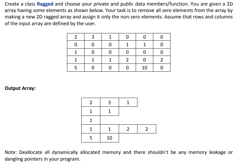 Create a class Ragged and choose your private and | Chegg.com