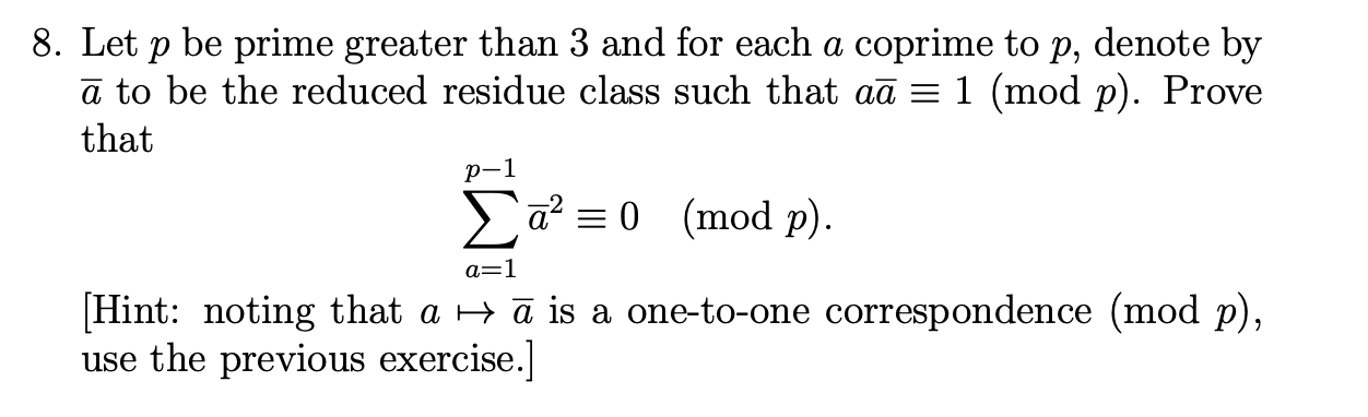 Solved Let p be prime greater than 3 and for each a coprime | Chegg.com