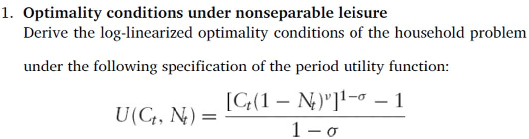 Solved 1. Optimality conditions under nonseparable leisure | Chegg.com