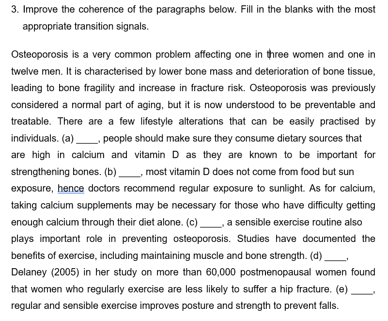 Solved 3. Improve the coherence of the paragraphs below. | Chegg.com