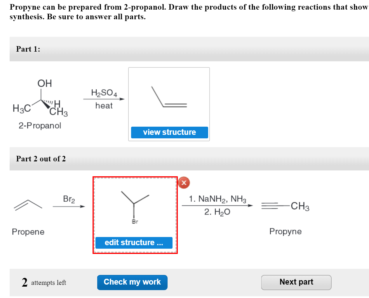 Solved Propyne can be prepared from 2-propanol. Draw the | Chegg.com