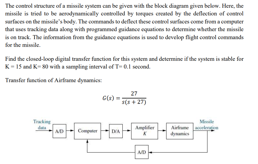Solved The control structure of a missile system can be | Chegg.com