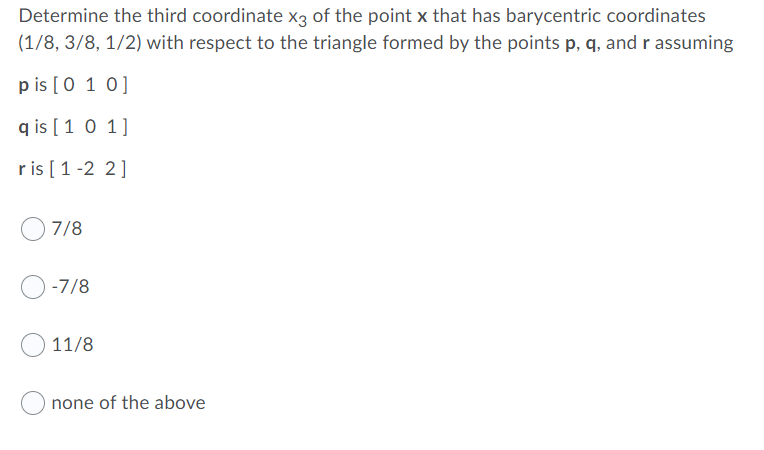 Solved Determine the third coordinate x3 of the point x that | Chegg.com