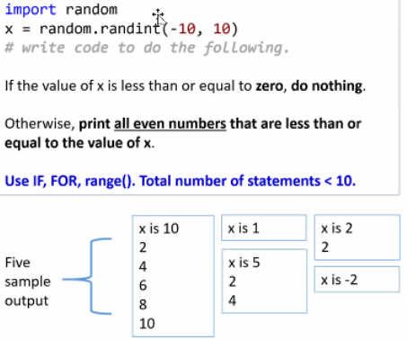 Solved import random x = random.randint(-10, 10) # write | Chegg.com
