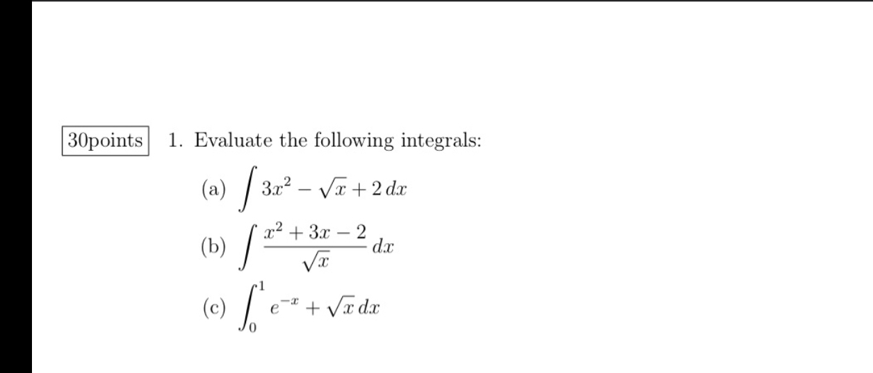 Solved 1. ﻿Evaluate the following | Chegg.com