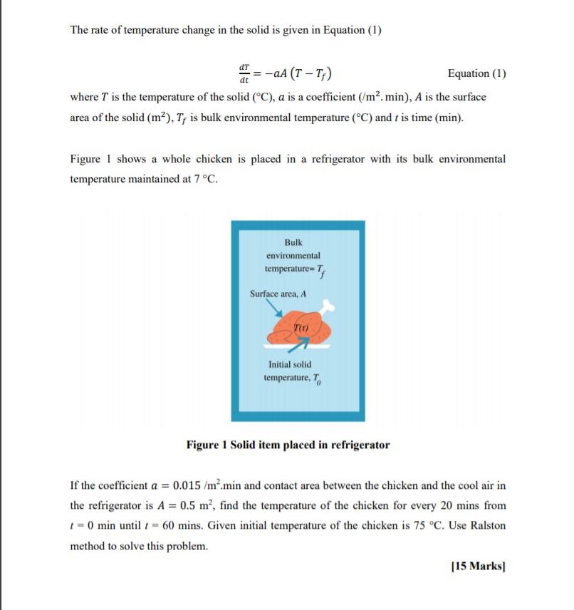 Solved The rate of temperature change in the solid is given | Chegg.com