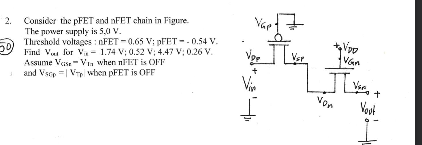 Solved 2. 50 Consider the pFET and nFET chain in Figure. The | Chegg.com