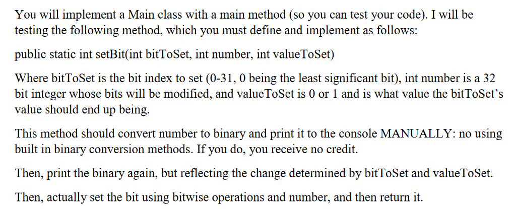 Solved You will implement a Main class with a main method | Chegg.com