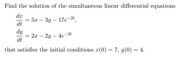 Find The Solution Of The Simultaneous Linear