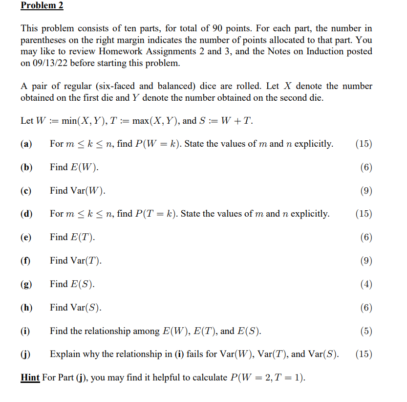 Solved Problem 2 This problem consists of ten parts, for | Chegg.com