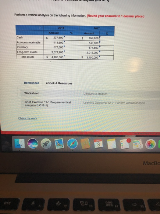 Solved Perform a vertical analysis on the following | Chegg.com