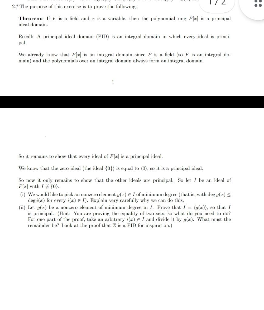 Solved 2 . ∗ The purpose of this exercise is to prove the | Chegg.com